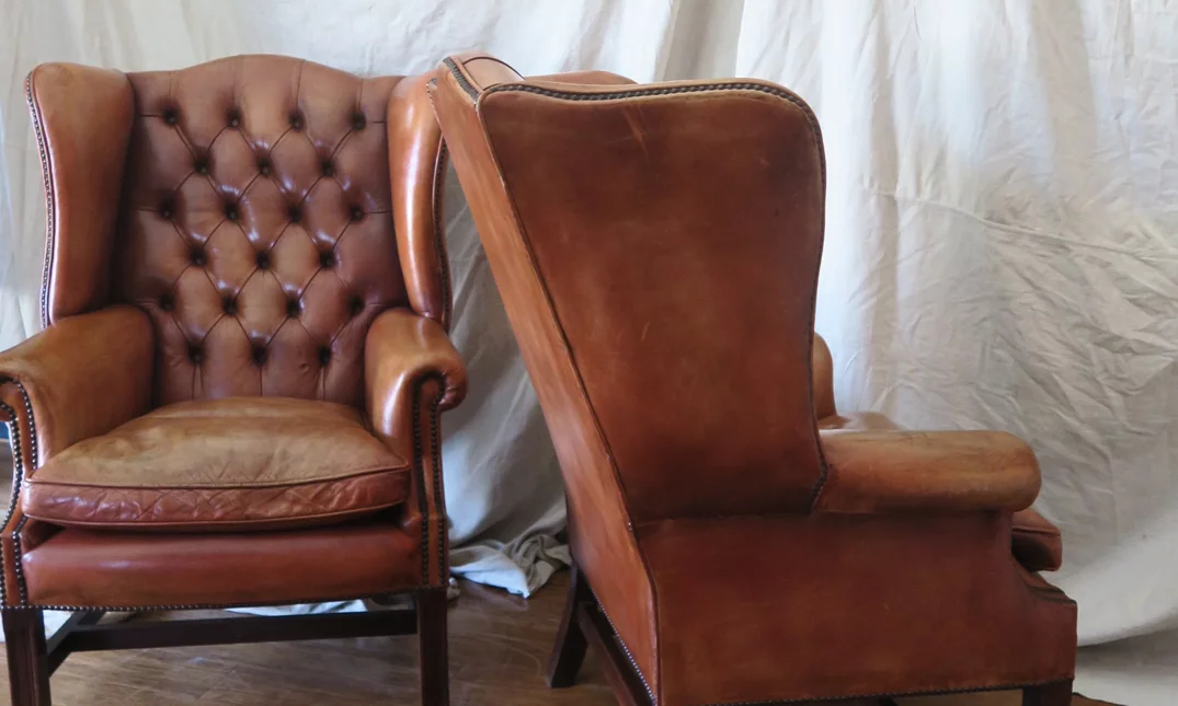 Leather Wing-back Chair | quintessential duckeggBLUE