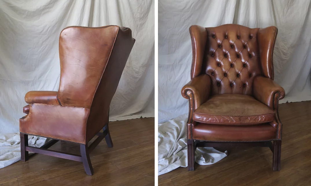 Leather Wing-back Chair | quintessential duckeggBLUE