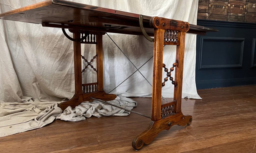 Antique Metamorphic Folding Bookshelf / Table | quintessential duckeggBLUE