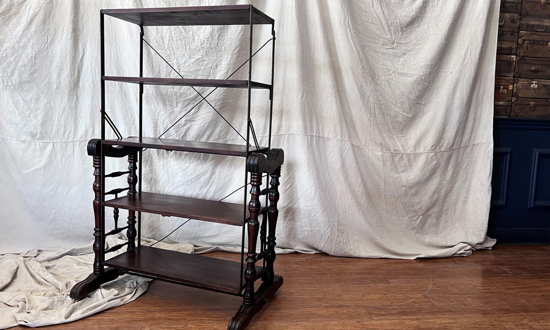 Antique Metamorphic Folding Book Shelf / Table | quintessential duckeggBLUE