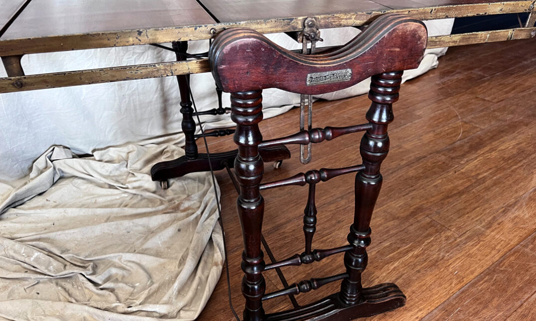 Antique Metamorphic Folding Book Shelf / Table | quintessential duckeggBLUE