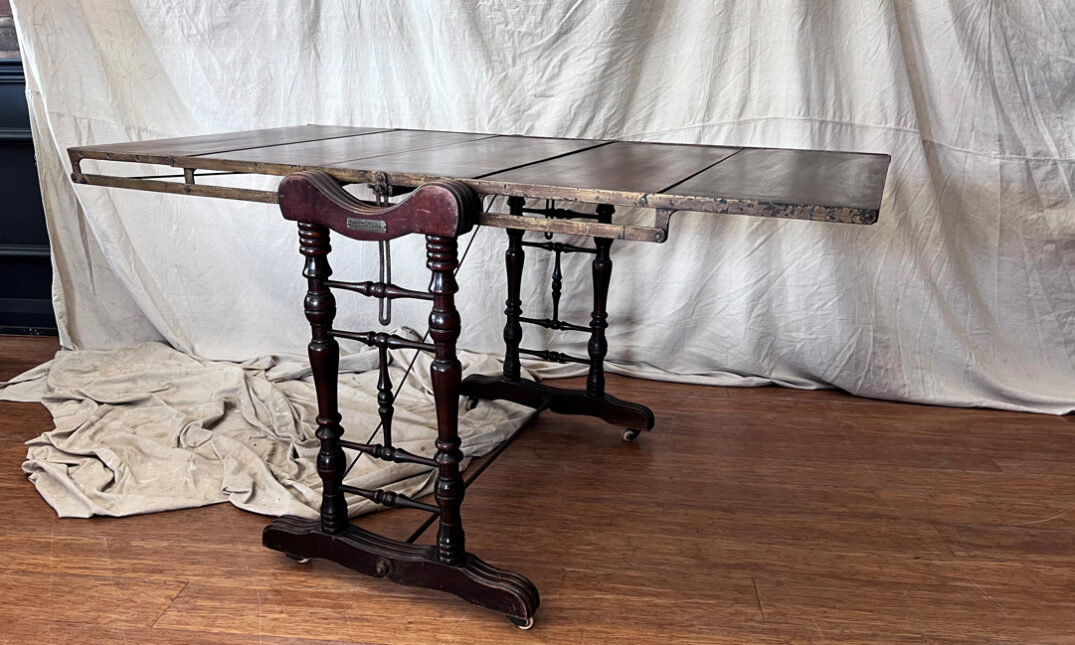 Antique Metamorphic Folding Book Shelf / Table | quintessential duckeggBLUE