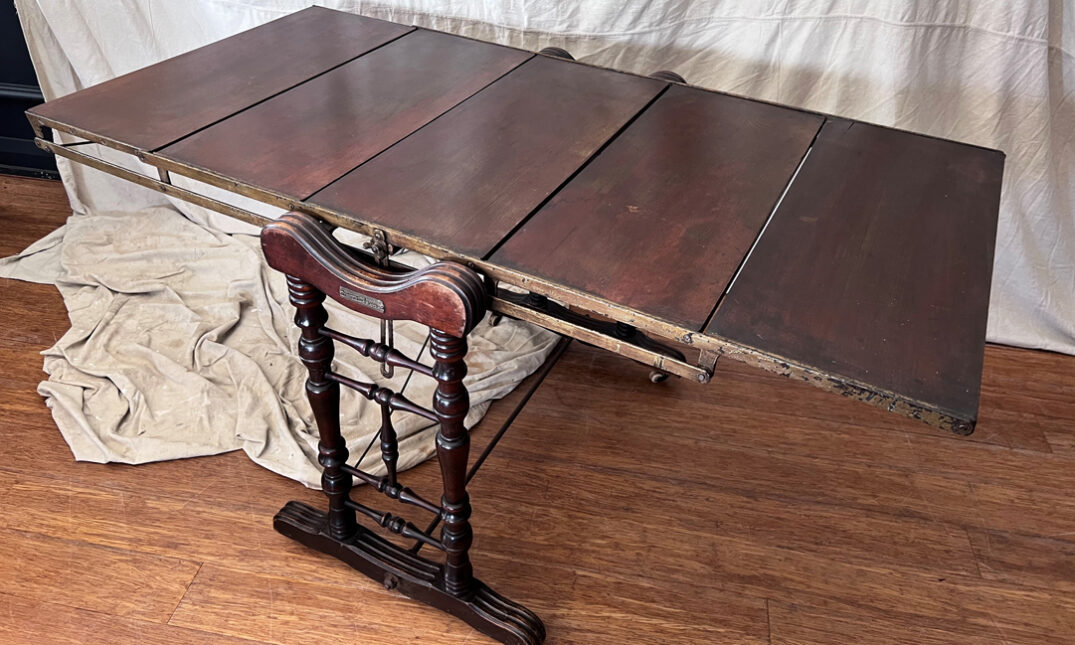 Antique Metamorphic Folding Book Shelf / Table | quintessential duckeggBLUE