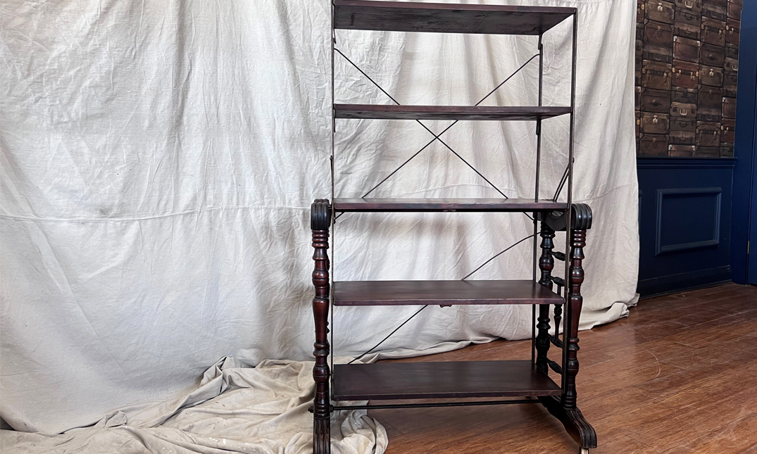 Antique Metamorphic Folding Book Shelf / Table | quintessential duckeggBLUE